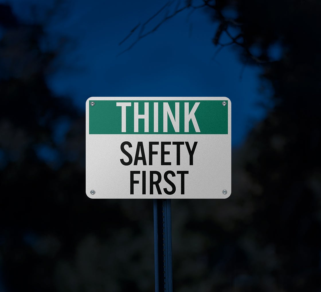 Think Sign Safety First Reversible Fold Ups® Floor Sign: On The Job