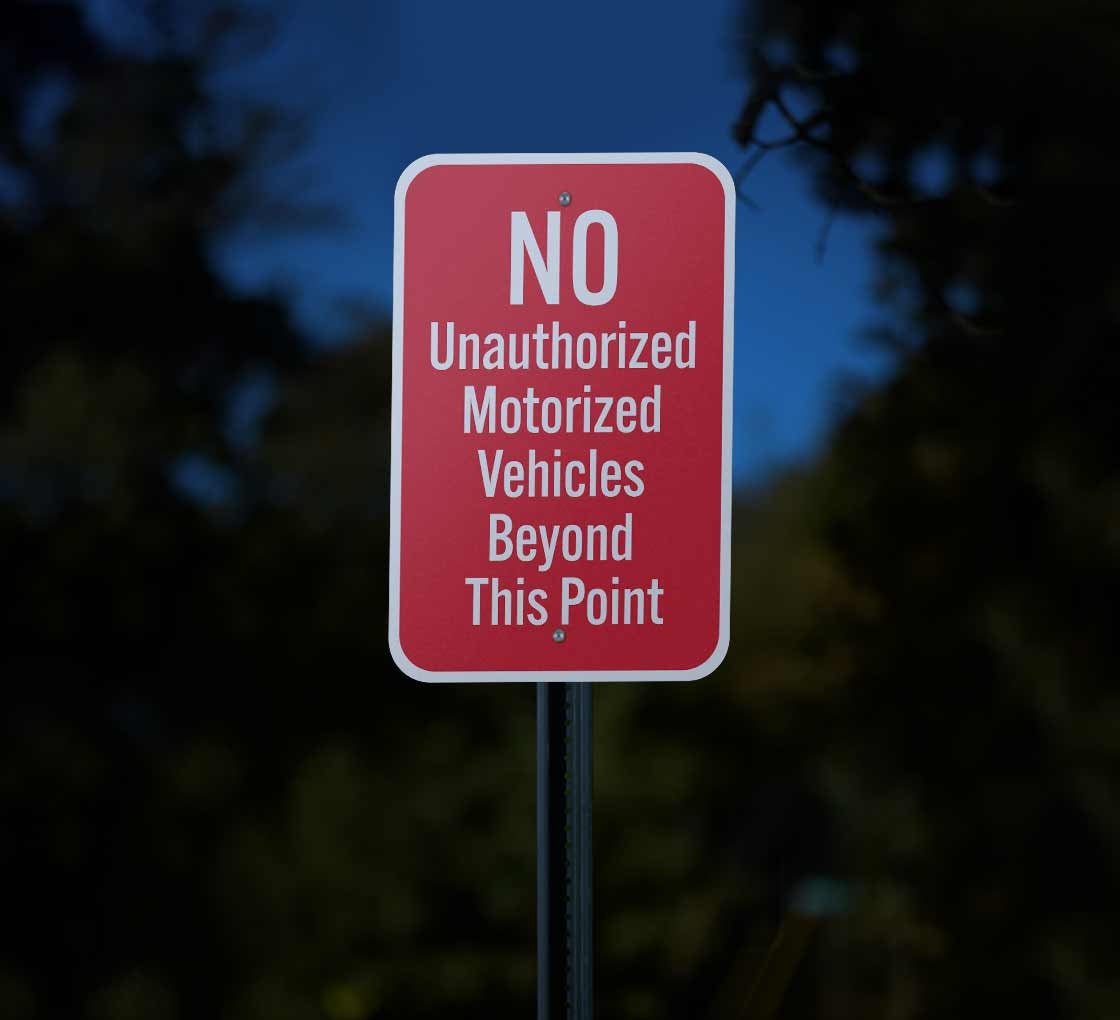 No Unauthorized Motorized Vehicles Aluminum Sign (Reflective)