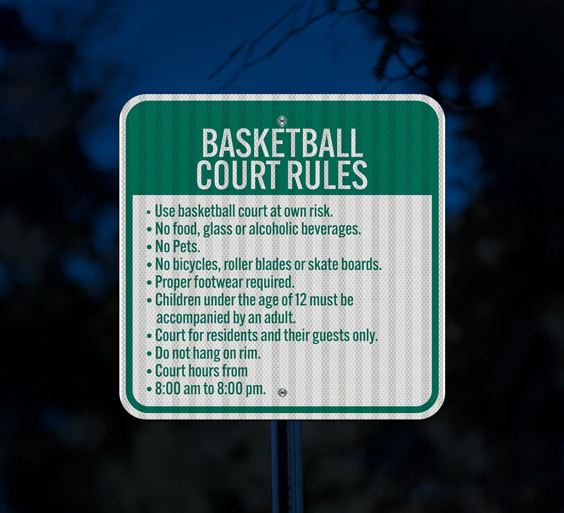Shop for Basketball Court Rules Aluminum Sign (HIP Reflective) | Best ...