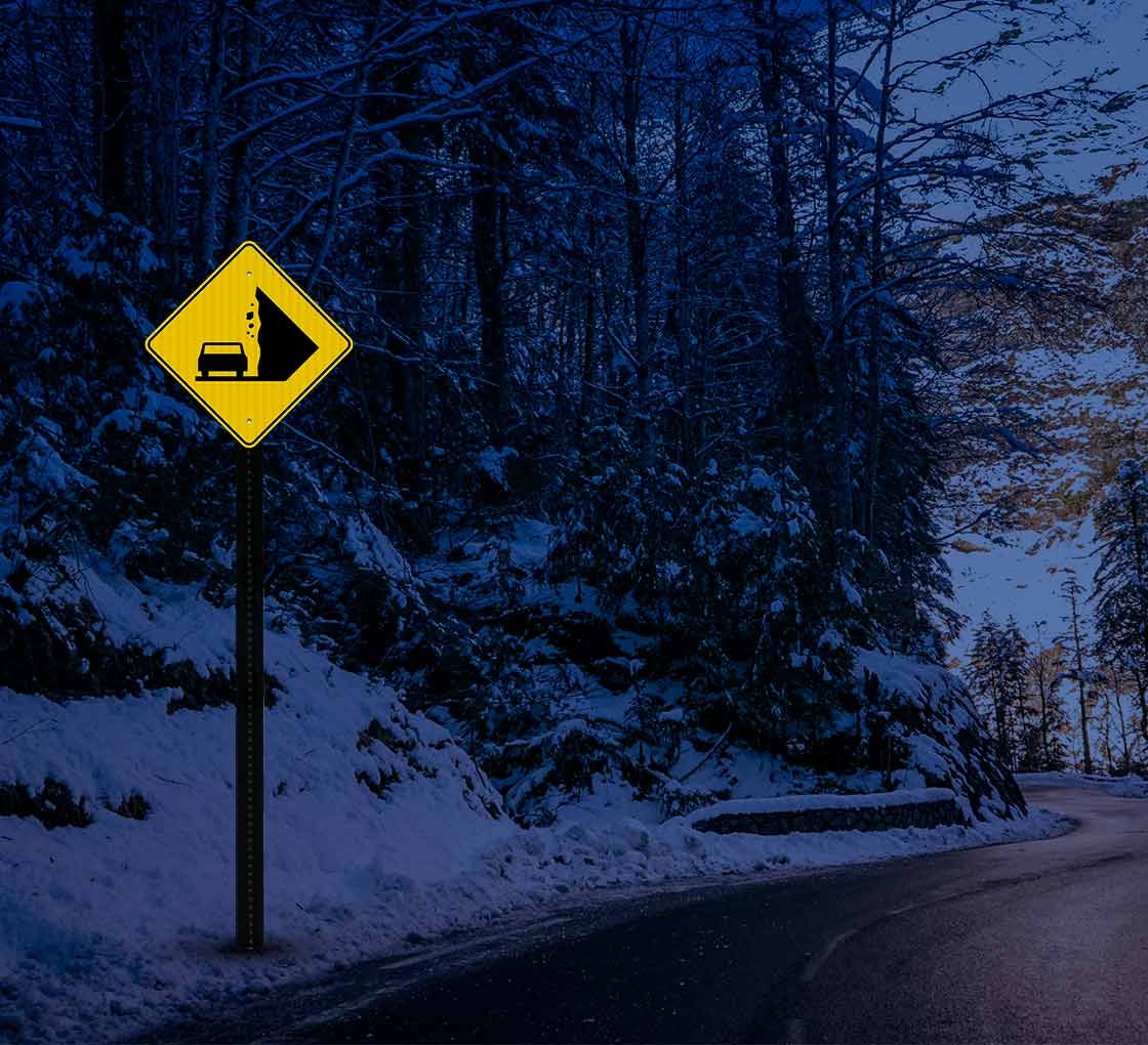Falling Rocks Traffic Sign