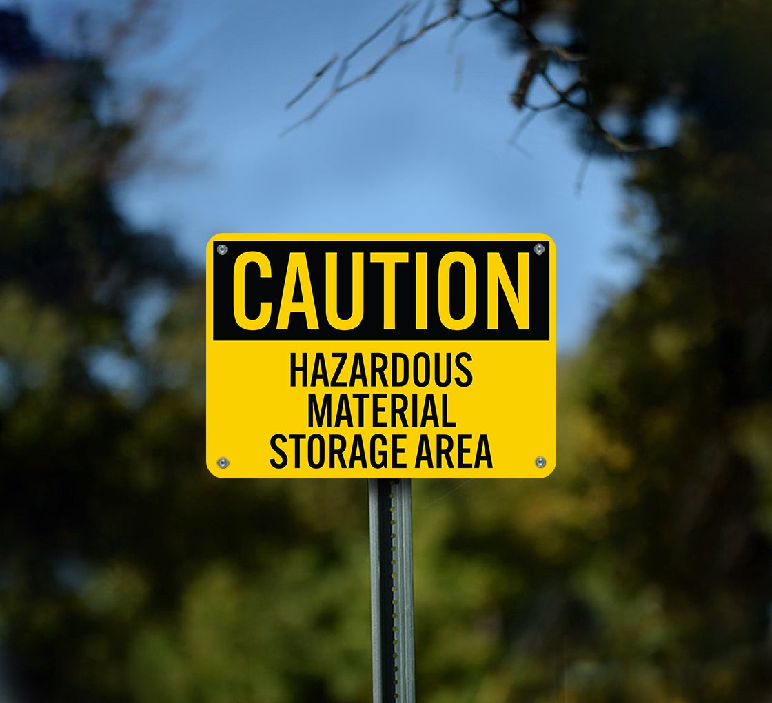 Caution Hazardous Waste Sign Hazardous Material Storage Area 10 X 14"