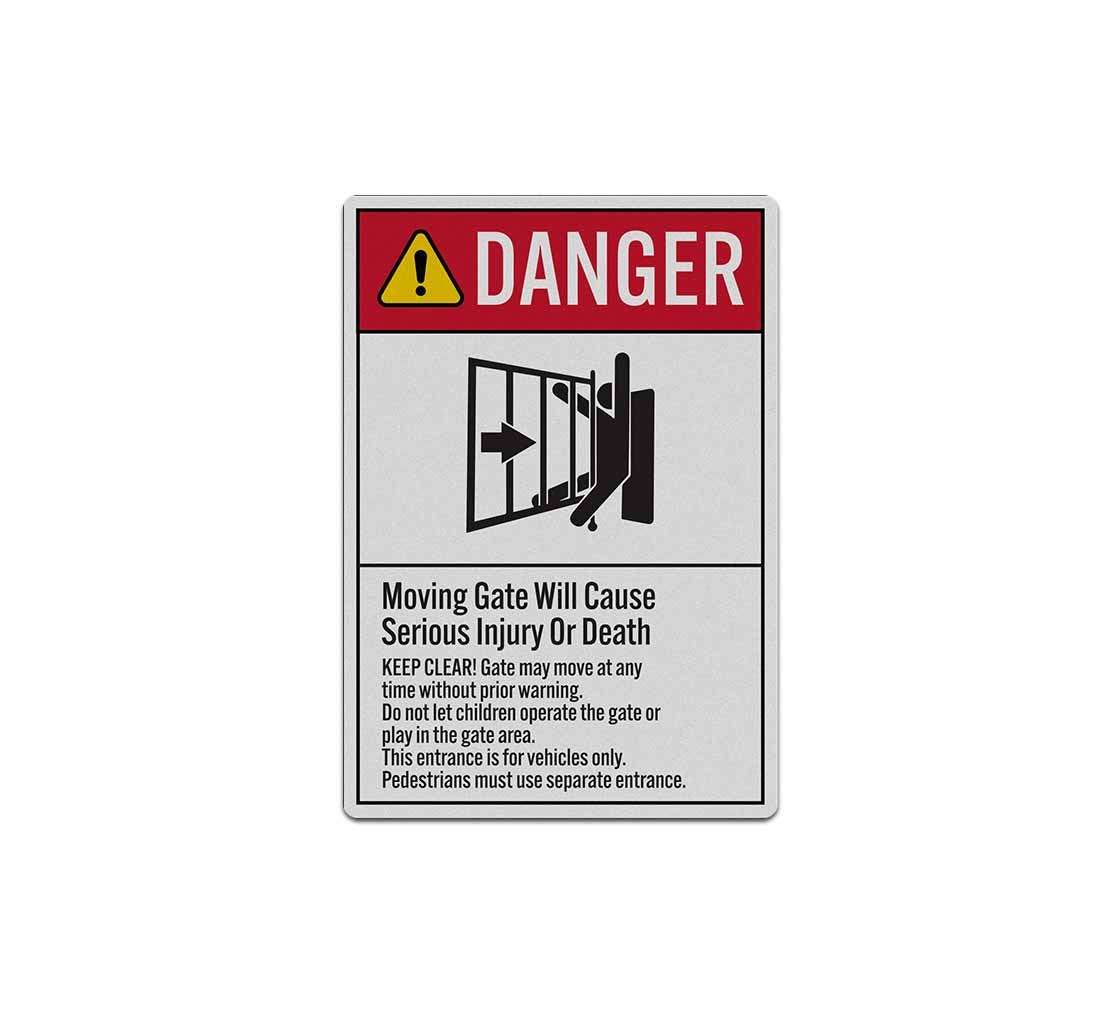 ANSI Danger Moving Gate Decal (Reflective)