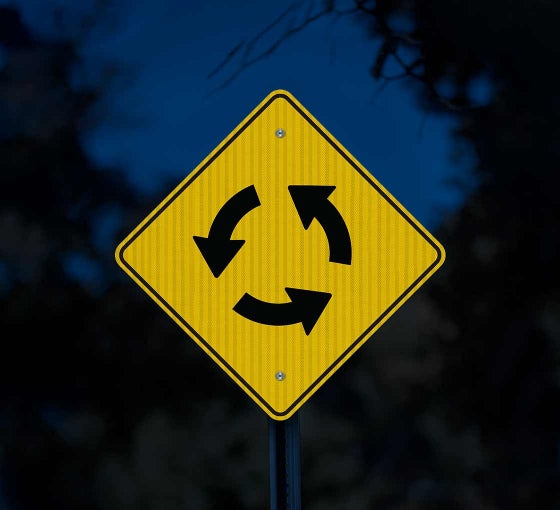 Yellow Triangle Street Sign