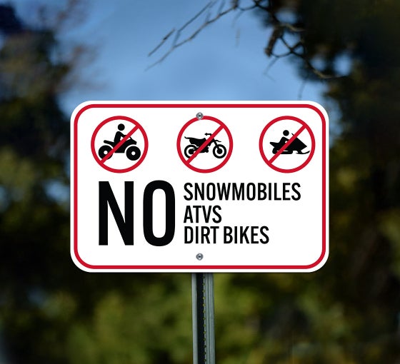 No Snowmobiling Signs