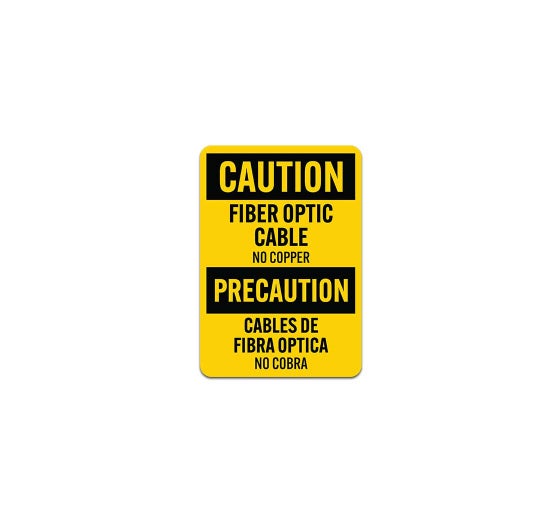 Bilingual OSHA Fiber Optic Cable No Copper Plastic Sign