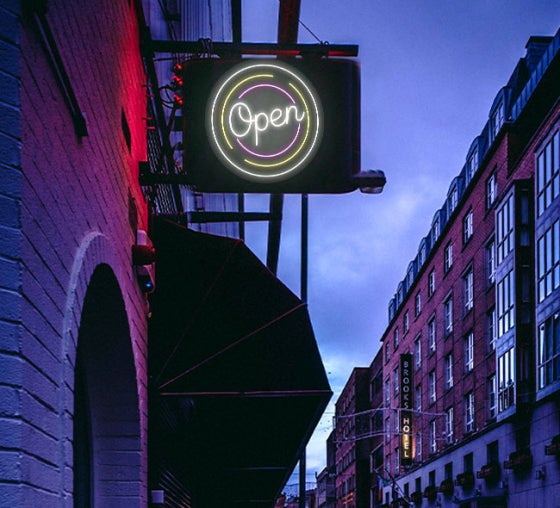 Circle Open Neon Sign Online| Fast Delivery - Bannerbuzz.com