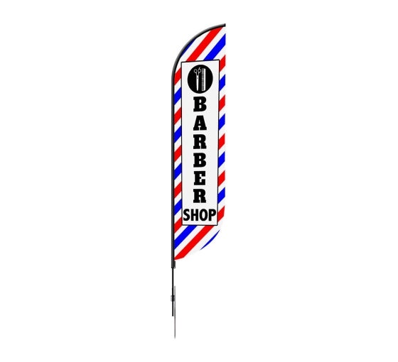 Pre-Printed Barber Shop Feather Flag| Sale of The Month 75% OFF
