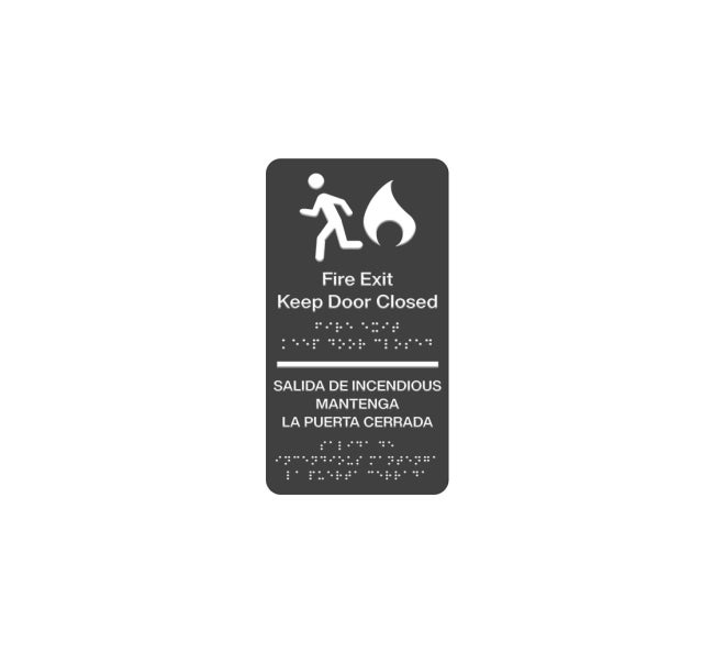 Shop for Bilingual Fire Exit Keep Door Closed Braille Sign & Get 20% ...