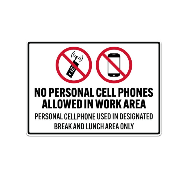 Shop for No Personal Cell Phones Decal (Non Reflective) | Best of Signs