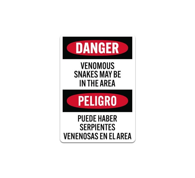 Shop for Bilingual OSHA Venomous Snakes Decal (Non Reflective) | Best ...