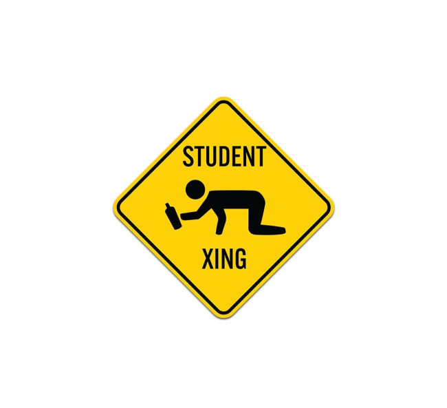Student Xing with Drunk Student Crossing Symbol Aluminum Sign (Non ...