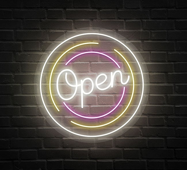 Circle Open Neon Sign Online| Fast Delivery - Bannerbuzz.com
