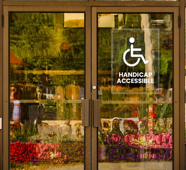 Buy Handicap Clear Vinyl Window Decals | Best of Signs